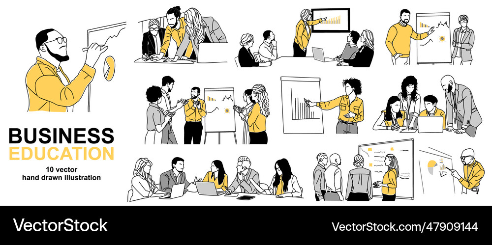 Business education concept art scene set Vector Image