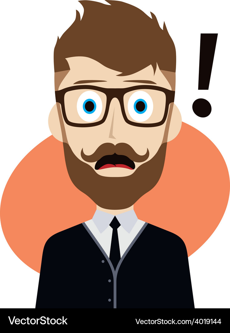 Cartoon character guy surprise Royalty Free Vector Image