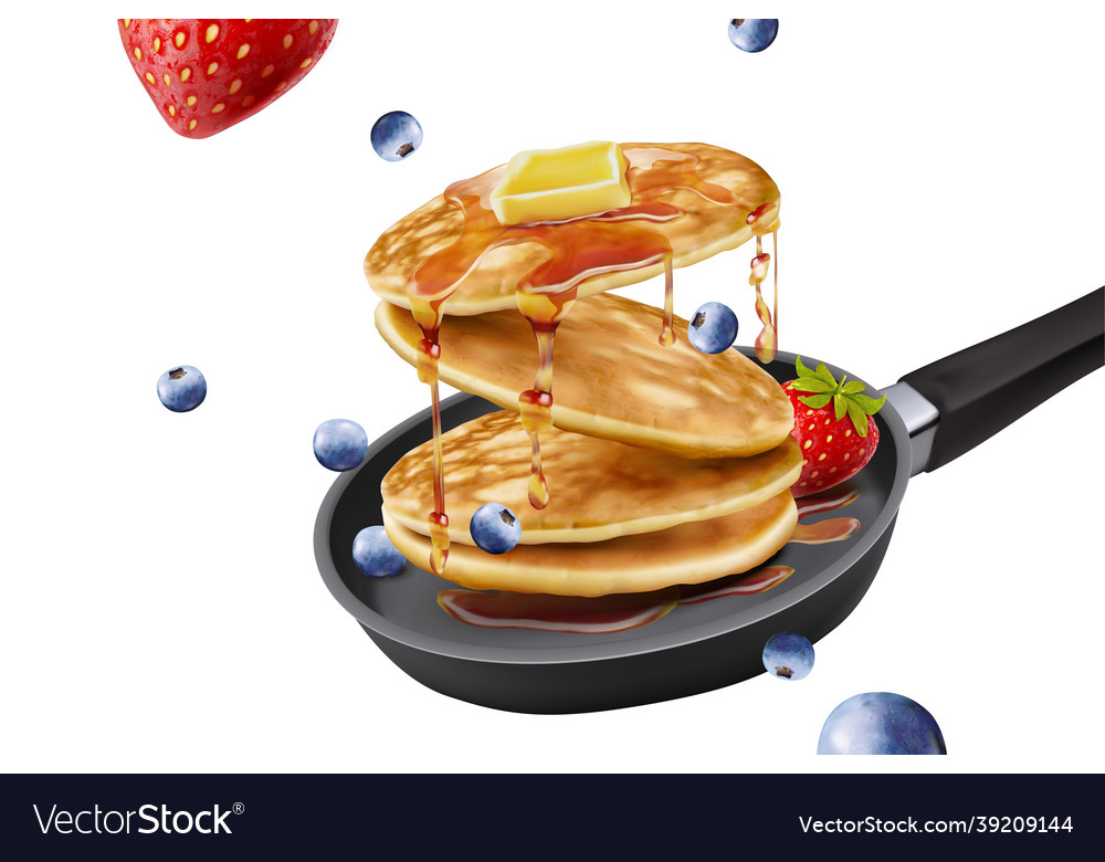 Delicious fluffy pancake Royalty Free Vector Image