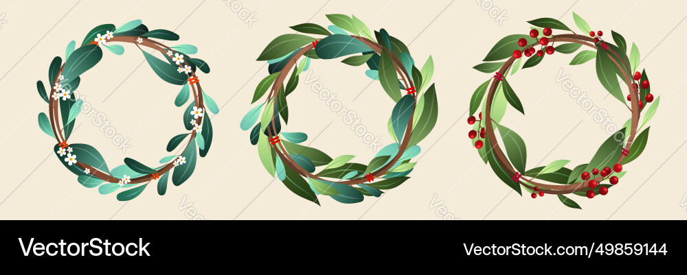 Floral wreath frames set Royalty Free Vector Image