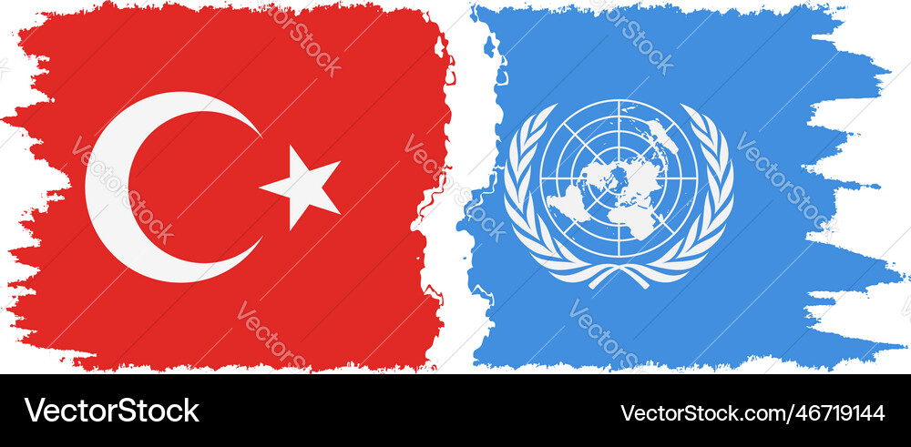 Un and turkey grunge flags connection Royalty Free Vector