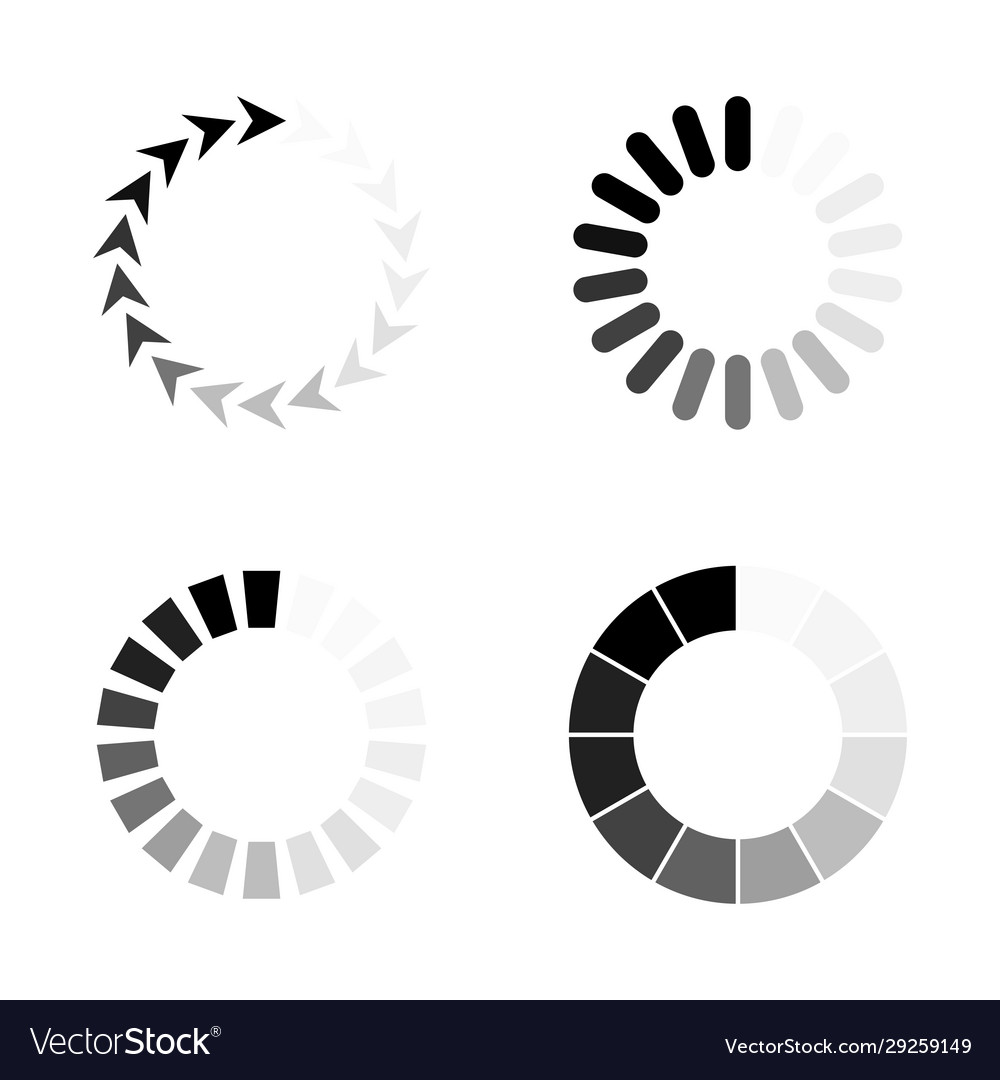 Collection black-white preloaders isolated Vector Image