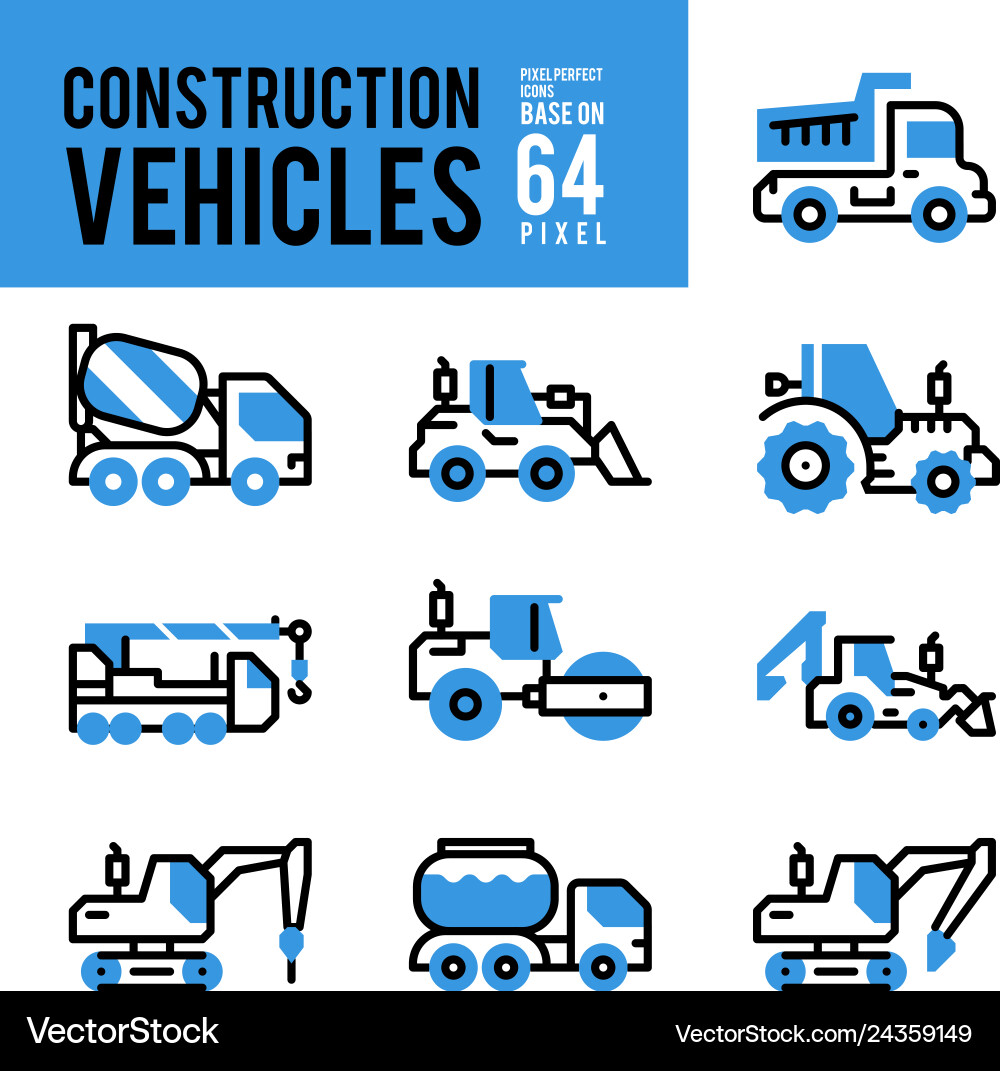 Construction vehicle and transport monocolor Vector Image