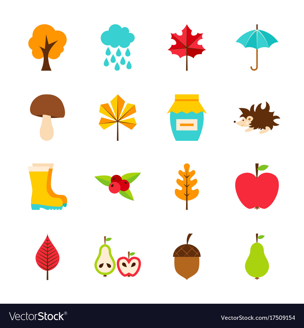 Autumn flat objects Royalty Free Vector Image - VectorStock