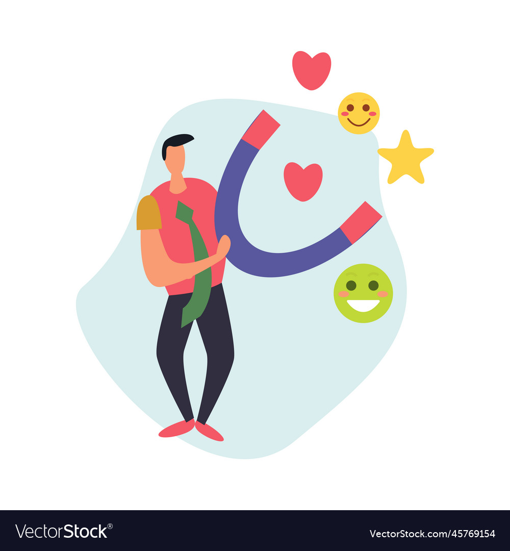 Customer magnet flat composition Royalty Free Vector Image