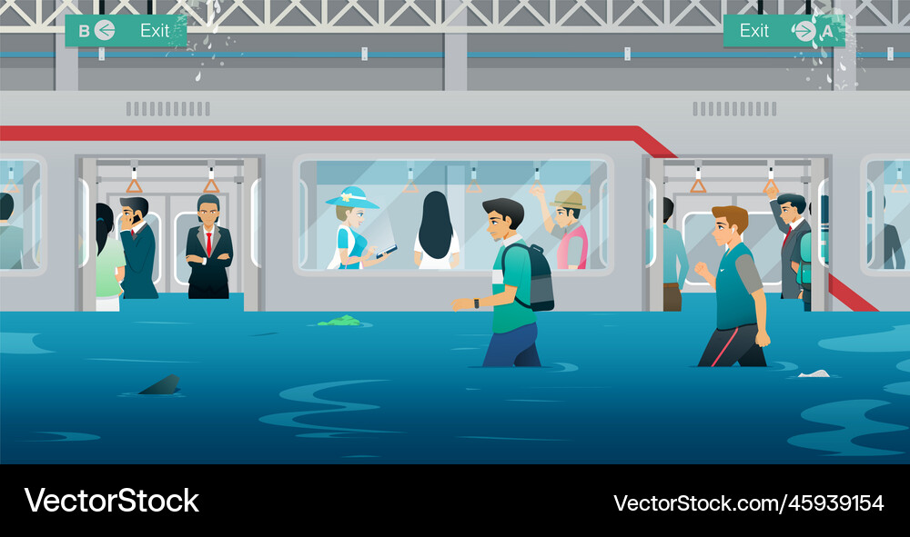 Flooding The Subway Royalty Free Vector Image Vectorstock
