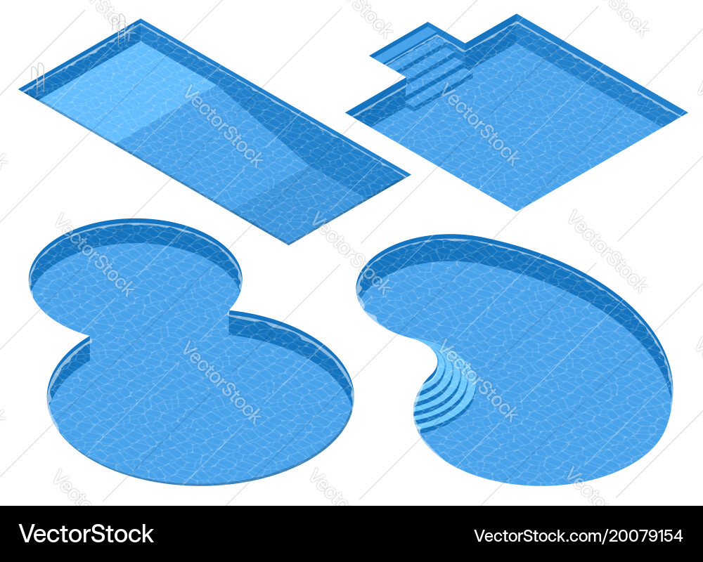 Isometric set different forms swimming pools Vector Image