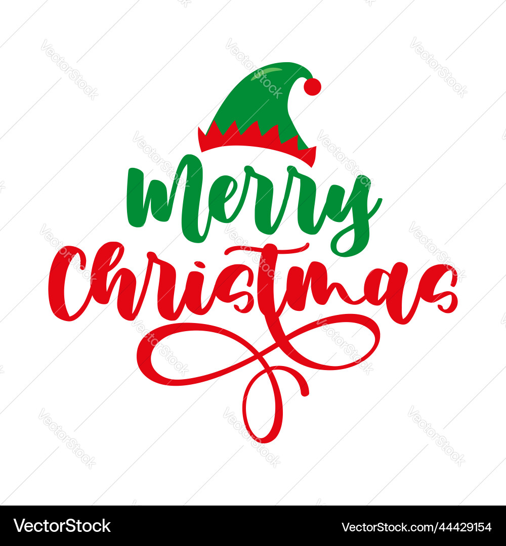 Merry christmas - greeting with elf hat Royalty Free Vector