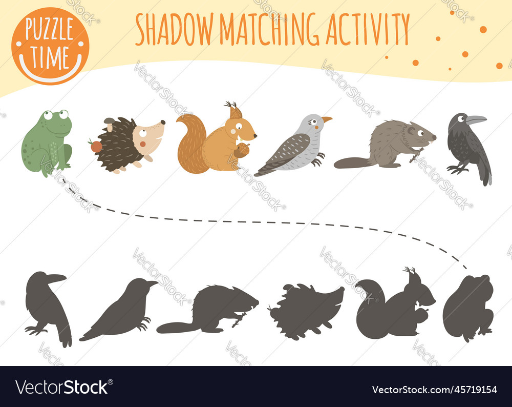 Shadow matching activity for children with Vector Image