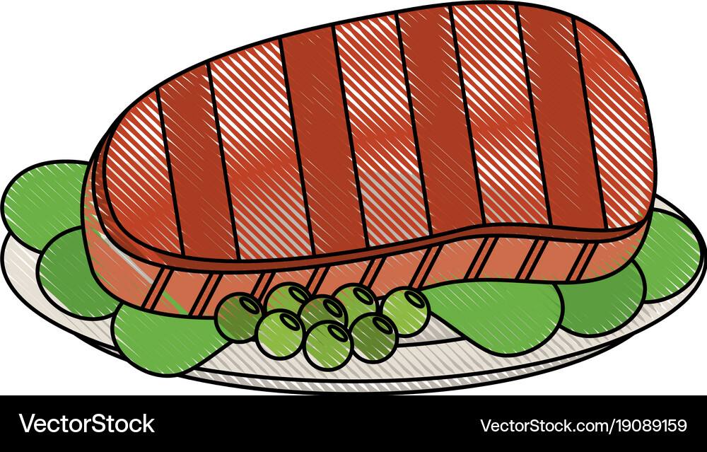Delicious meat on dish Royalty Free Vector Image