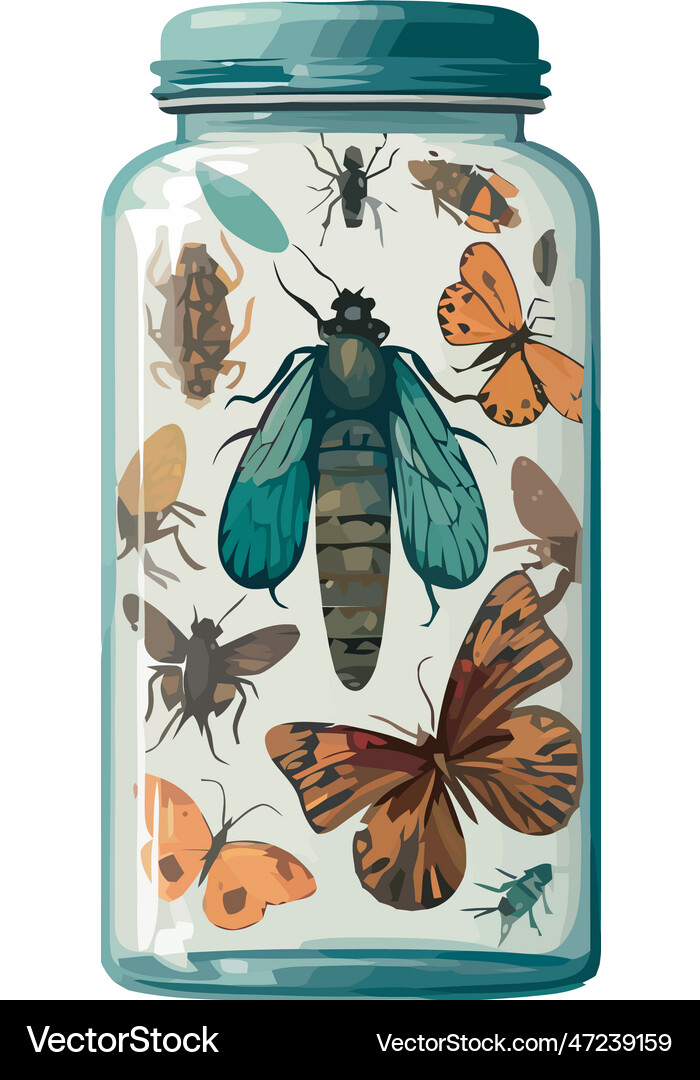 Group of insects in jar Royalty Free Vector Image