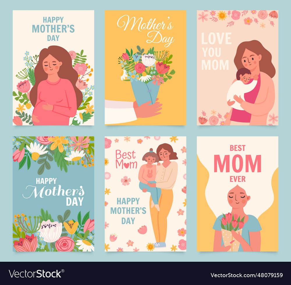Happy Mothers Day Card Best Mom Ever Flower Vector Image