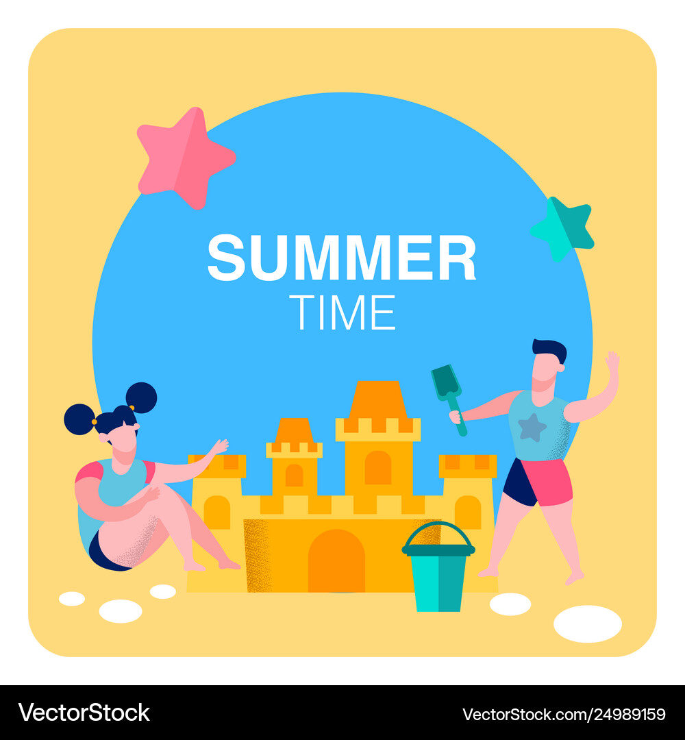 Summer time outdoor games flat banner template Vector Image