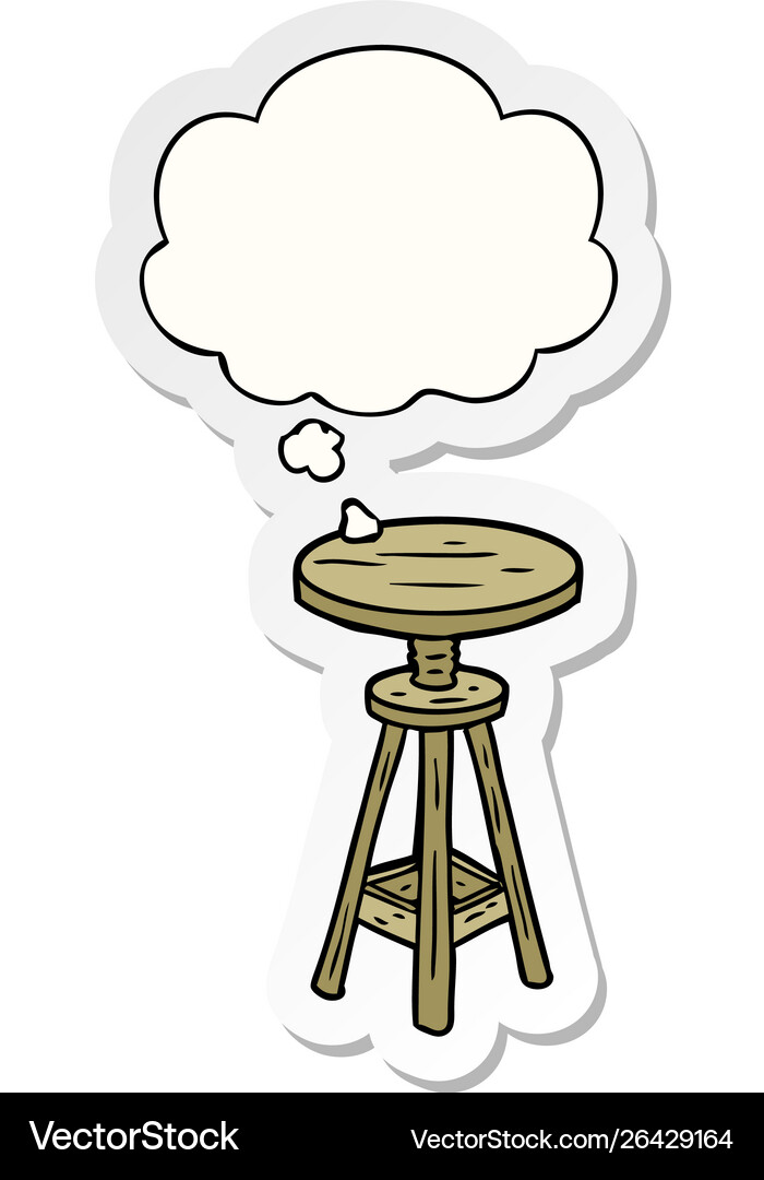 Cartoon artist stool and thought bubble Royalty Free Vector