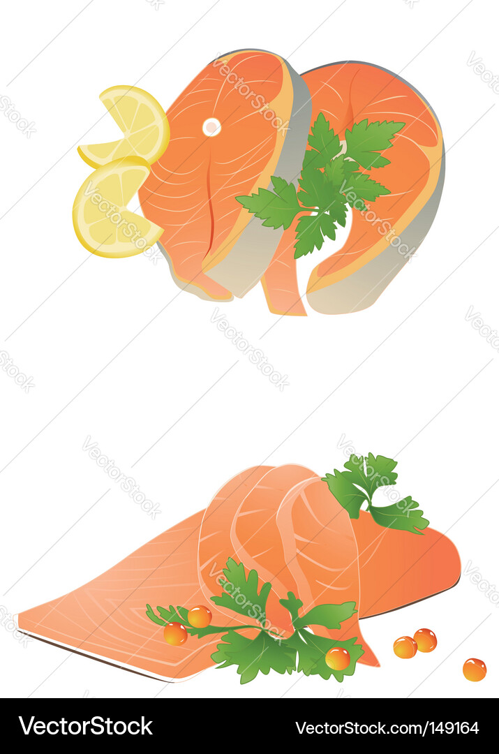 Fresh Salmon with Lemon Royalty Free Vector Image