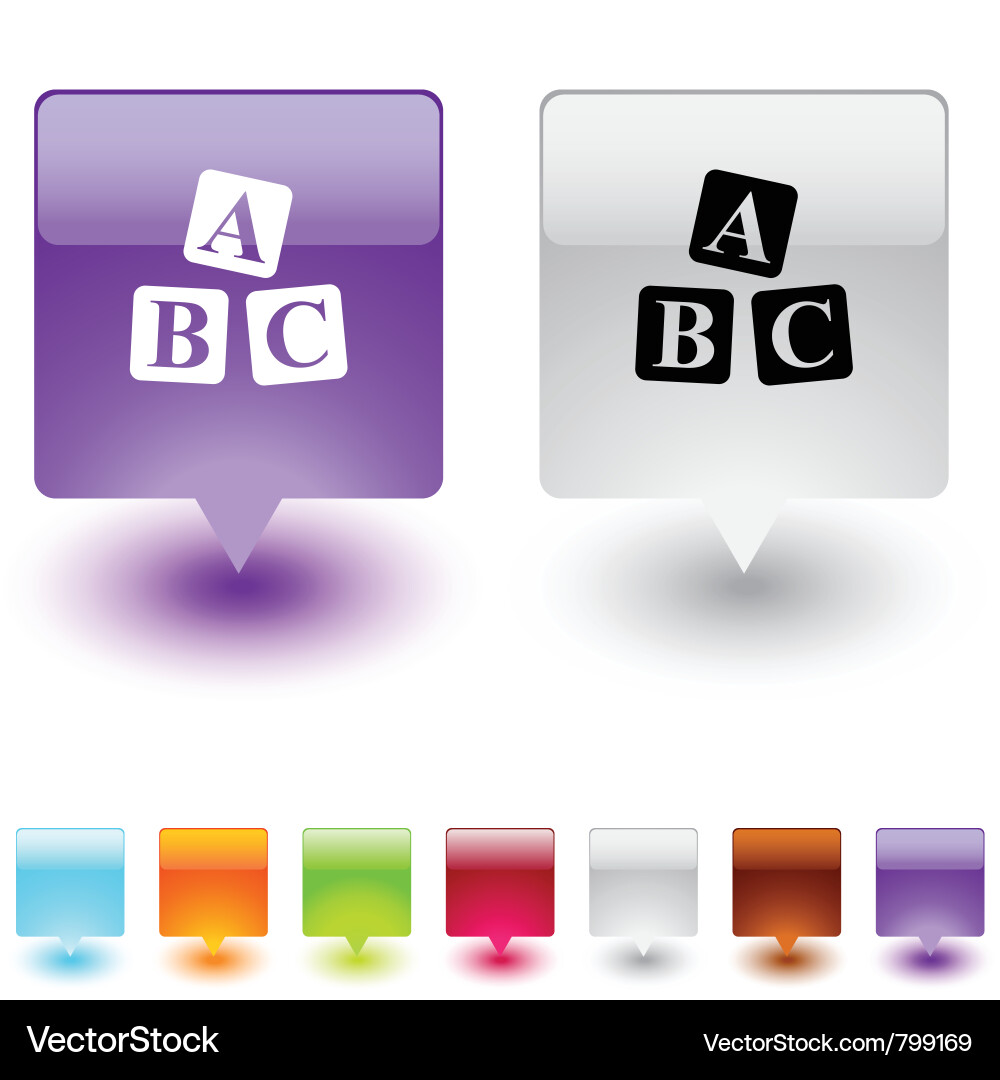 Abc cubes square button Royalty Free Vector Image