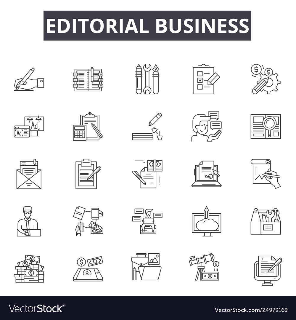 Editorial business line icons signs set Royalty Free Vector