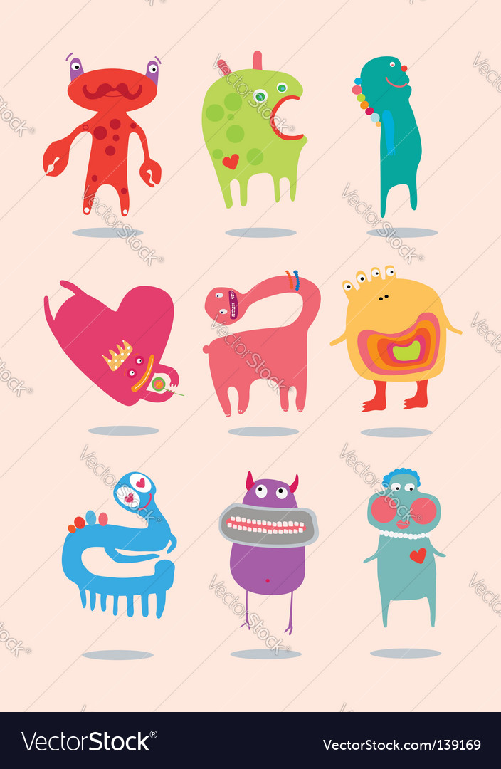 Funny Monsters Royalty Free Vector Image Vectorstock