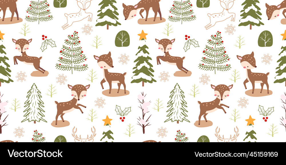 Winter and christmas themed seamless pattern Vector Image