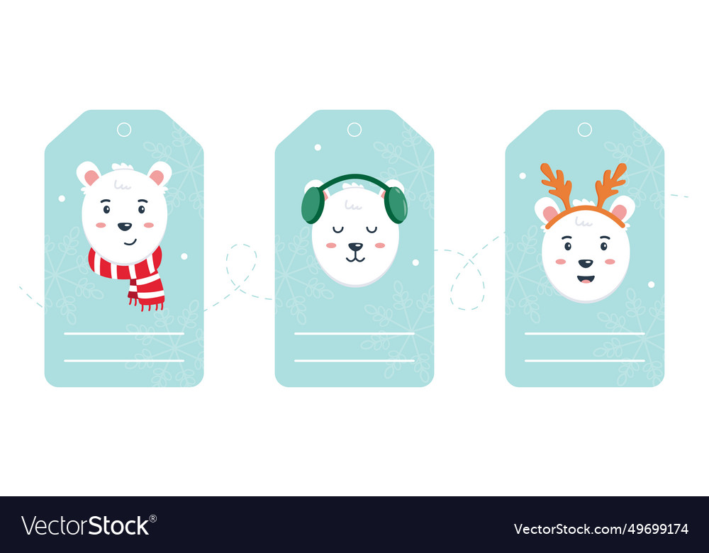 Cute polar bear characters in holiday clothes Vector Image