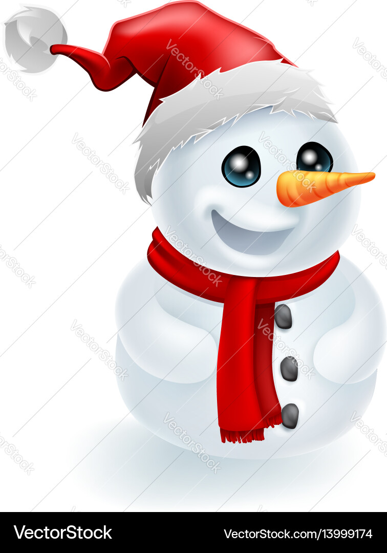 Santa hat christmas snowman Royalty Free Vector Image