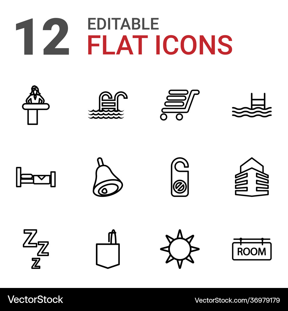 12 hotel icons Royalty Free Vector Image - VectorStock