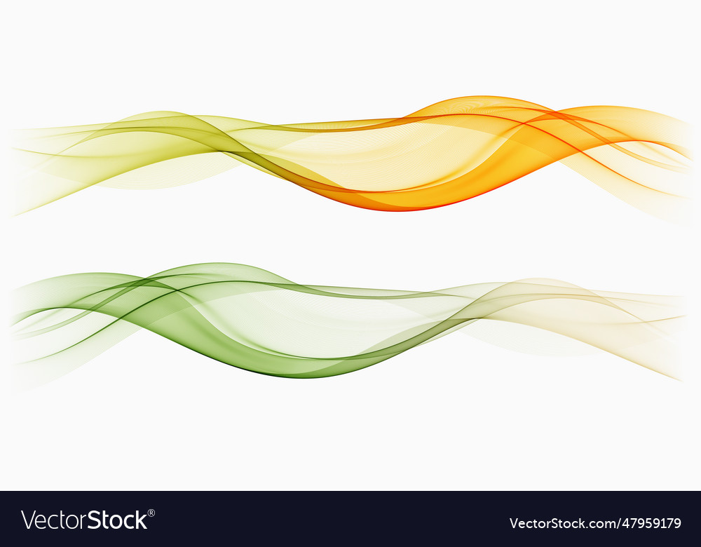 Set of abstract waves the color of autumn colors Vector Image