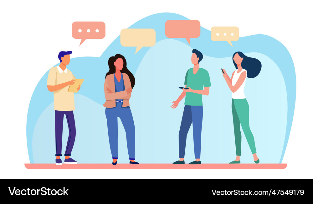 Young people standing and talking each other Vector Image