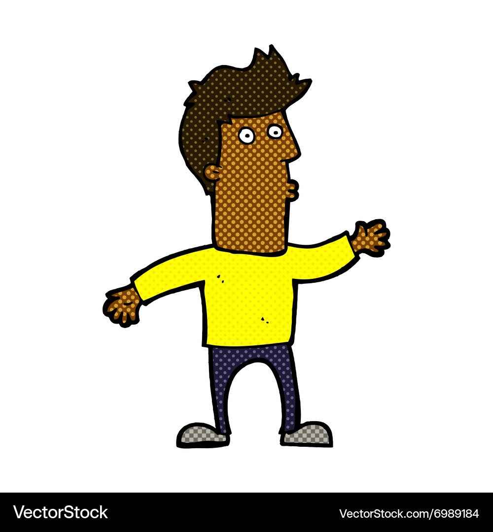 Comic cartoon surprised man Royalty Free Vector Image