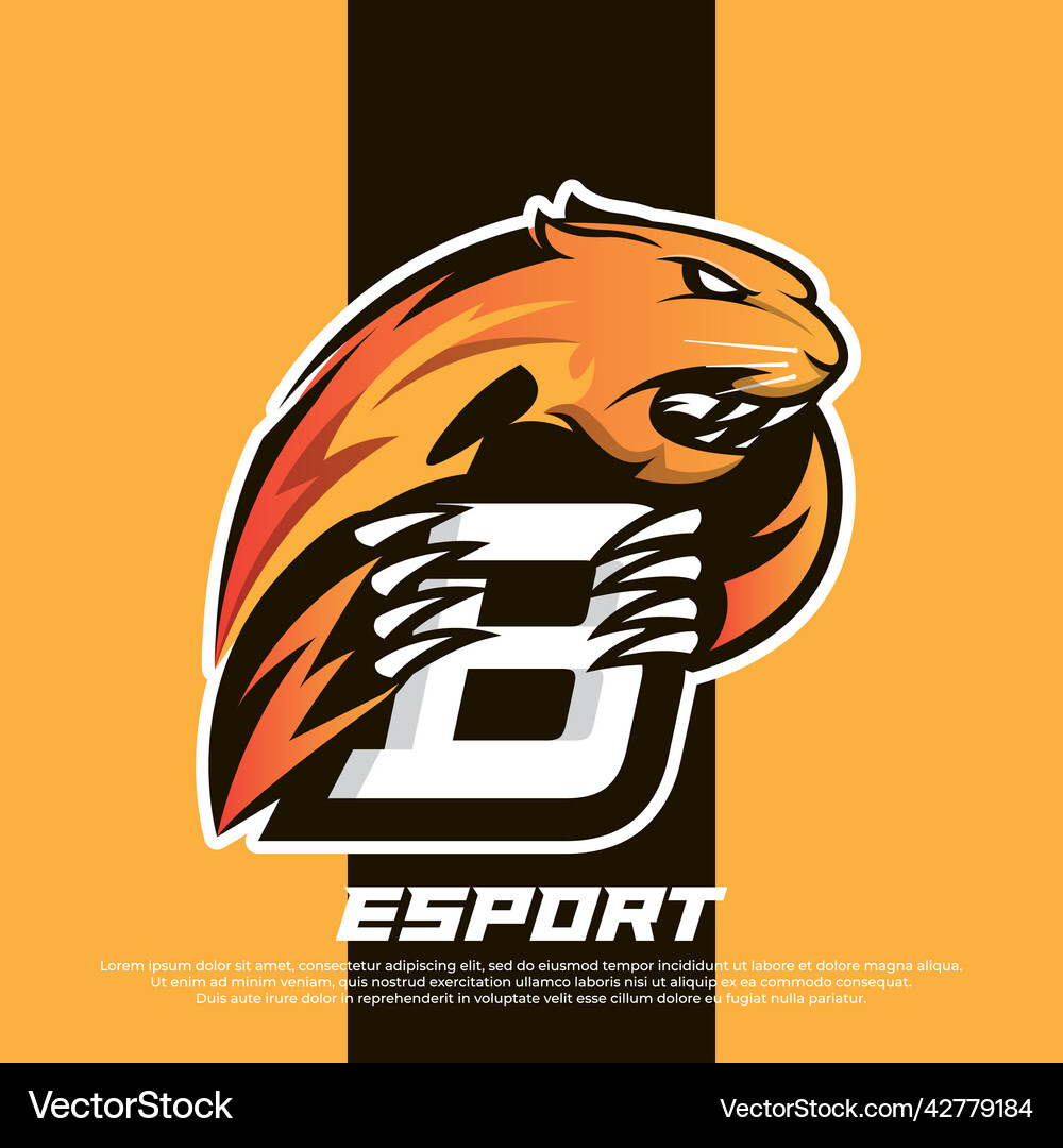 Initial letter b logo esport design panther Vector Image