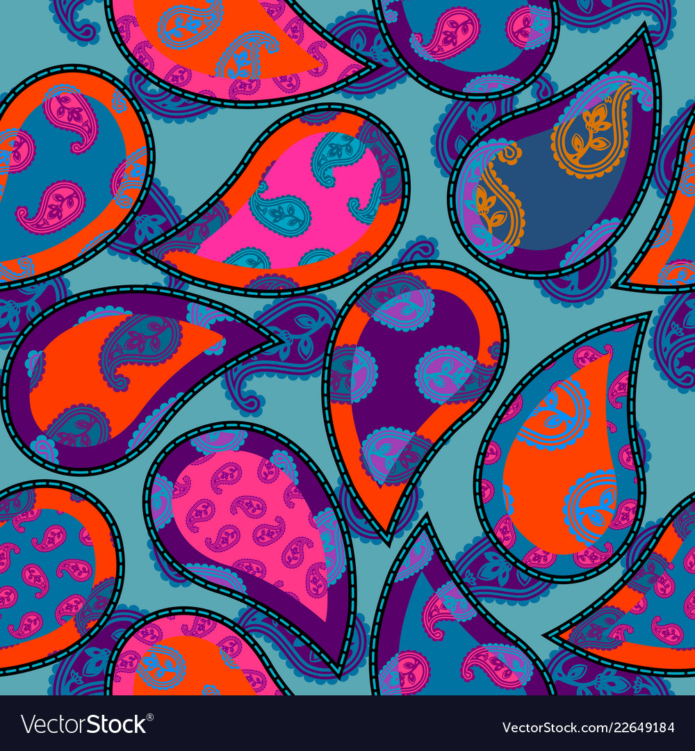 Patchwork pattern with paisley ornament patterns Vector Image