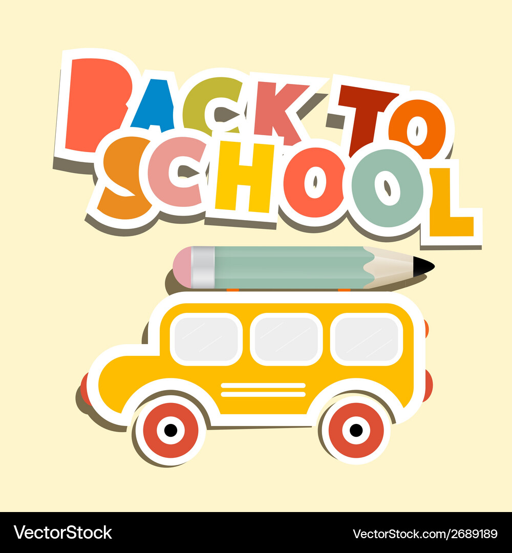 Back to school title with yellow bus Royalty Free Vector