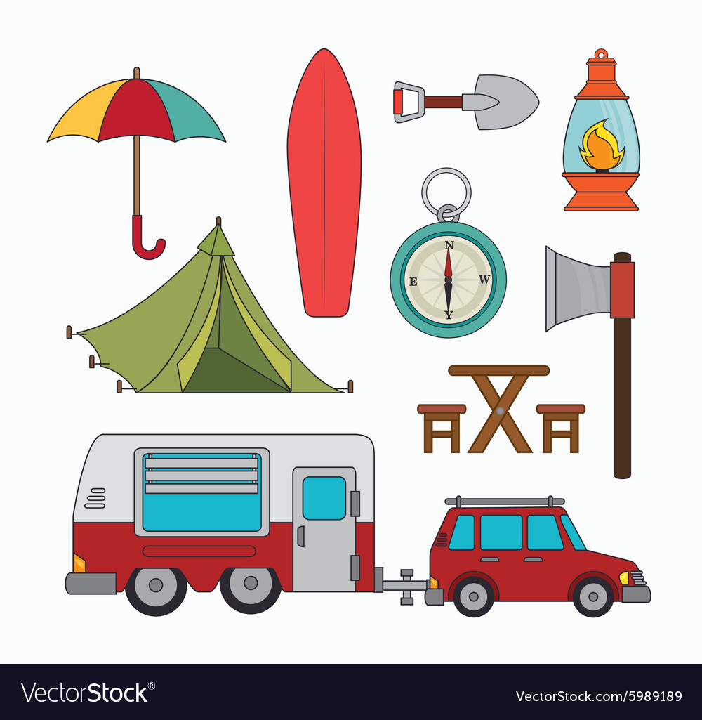 Camping vacation and travel Royalty Free Vector Image