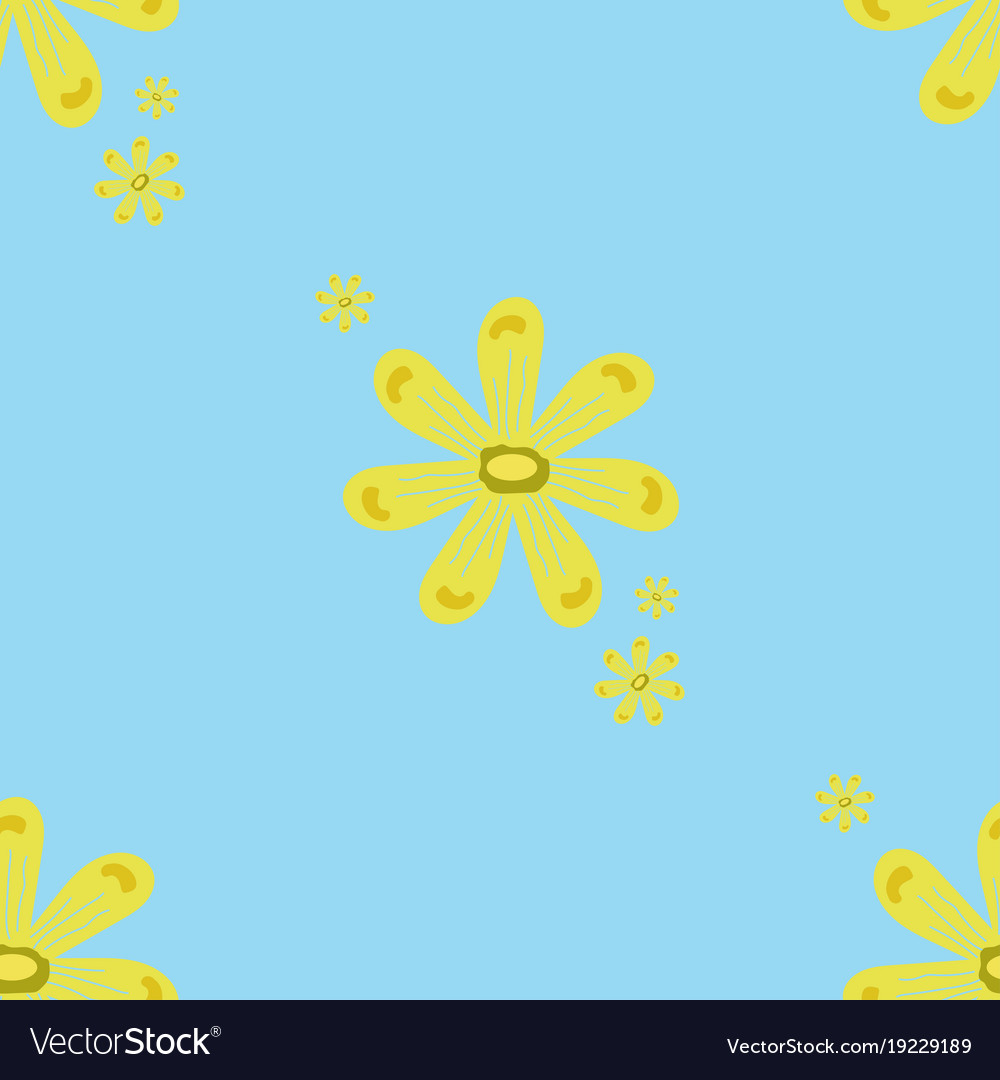 Daisies yellow pattern seamless blue beautiful Vector Image