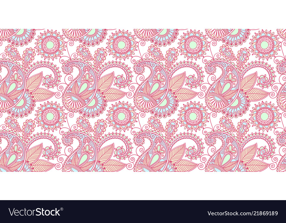 Flower Seamless Pattern Paisley Indian Design Vector Image