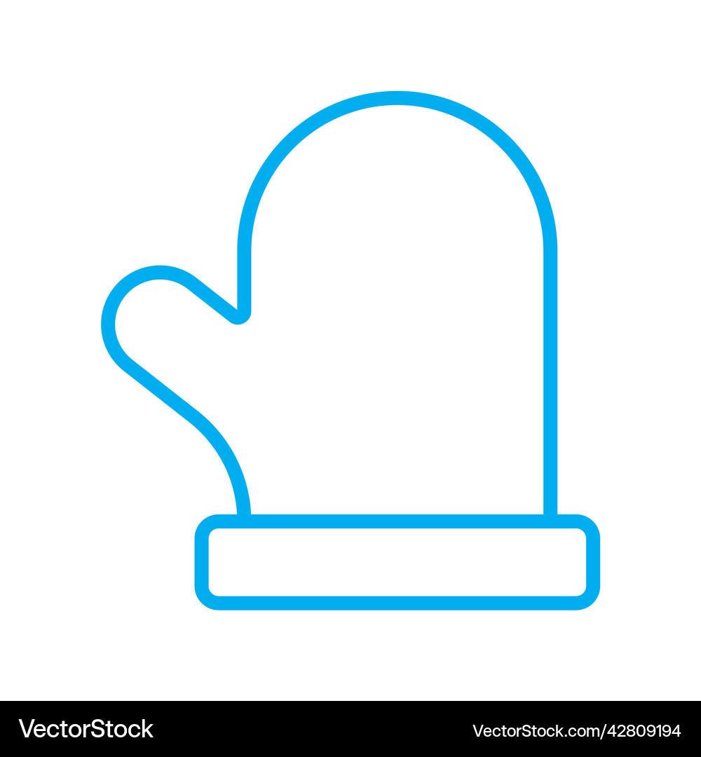 Blue mitten line art icon Royalty Free Vector Image