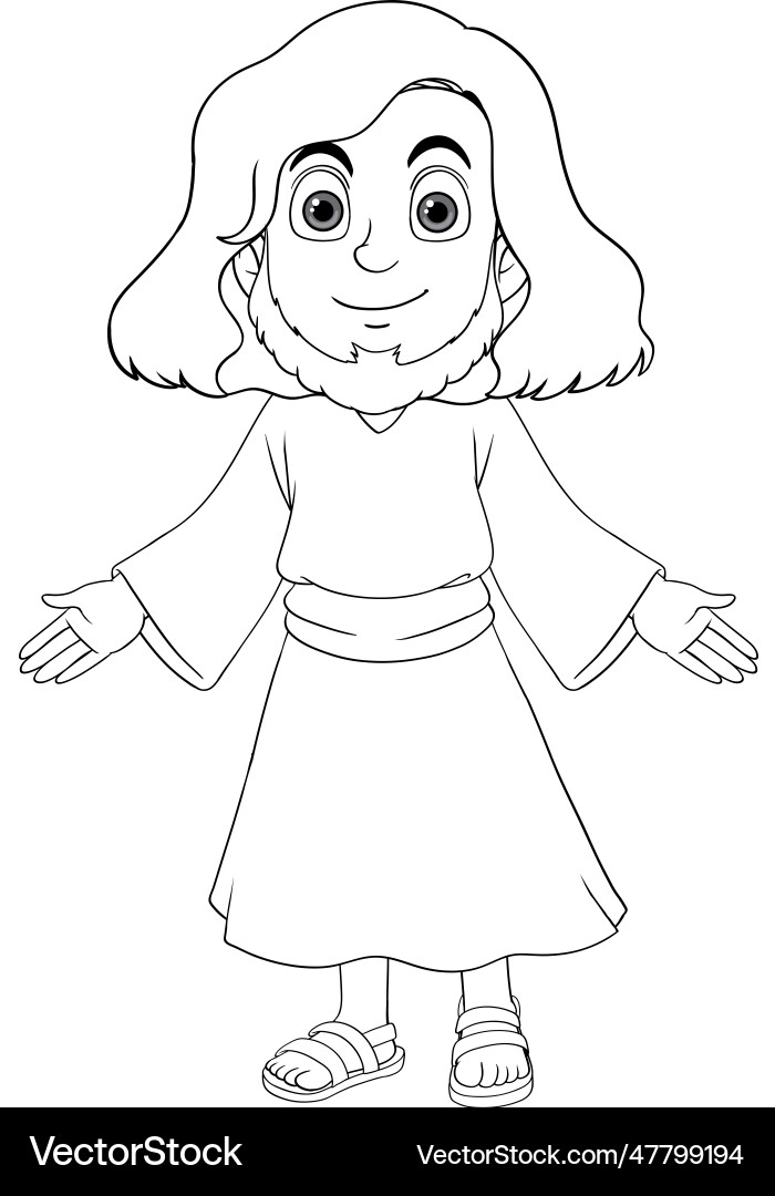Jesus christ outline for colouring Royalty Free Vector Image