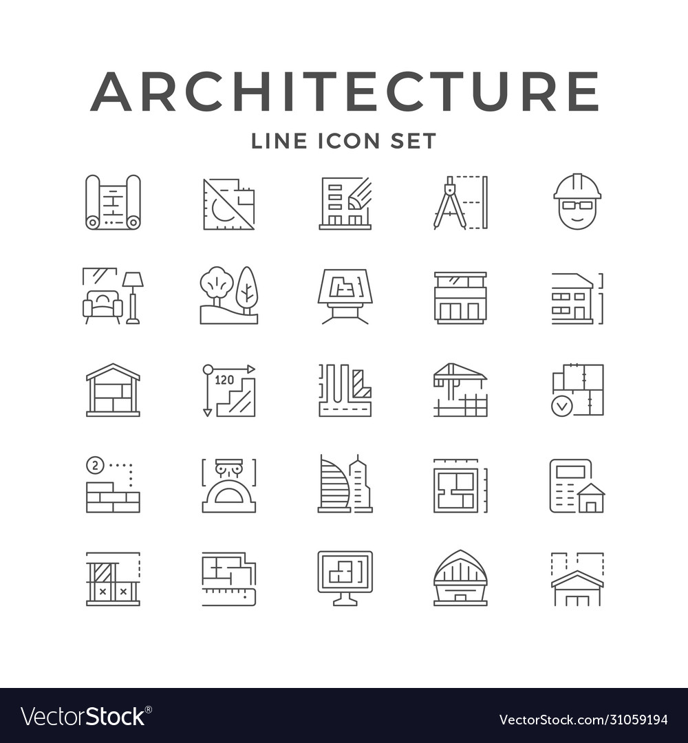 Set line icons architecture Royalty Free Vector Image