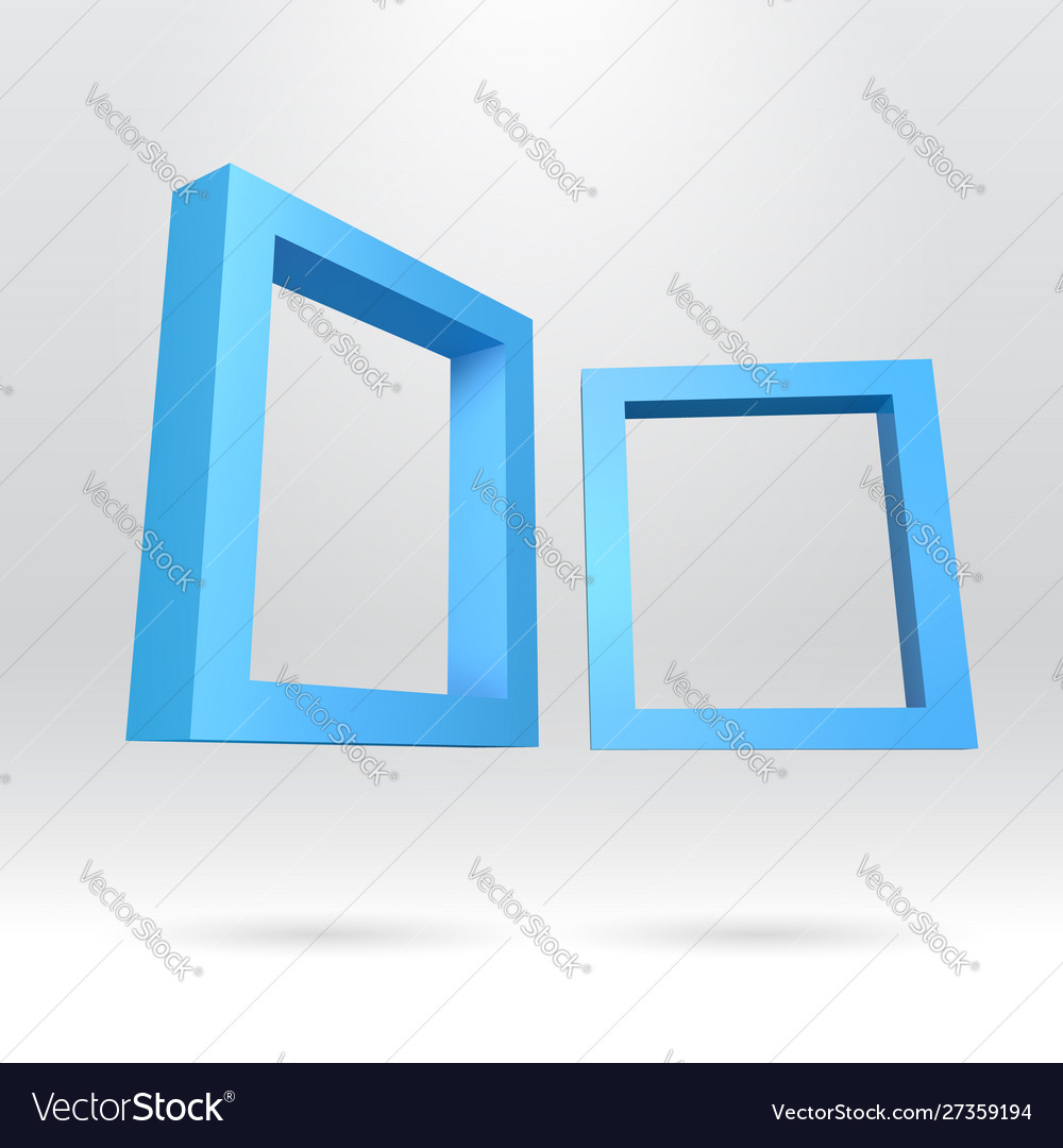 Two blue rectangular 3d frames Royalty Free Vector Image