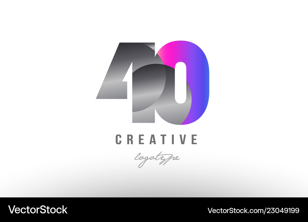 40 silver grey metal metallic gradient number Vector Image