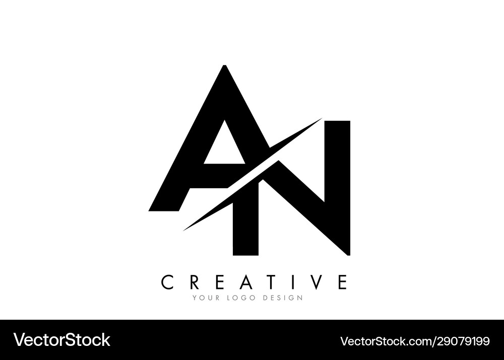 An a n letter logo design with a creative cut Vector Image