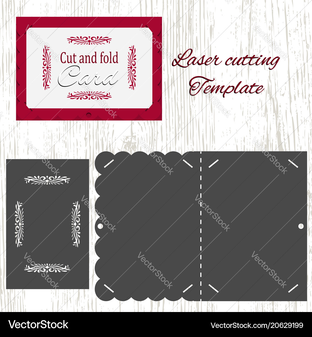 Cut and fold card template Royalty Free Vector Image