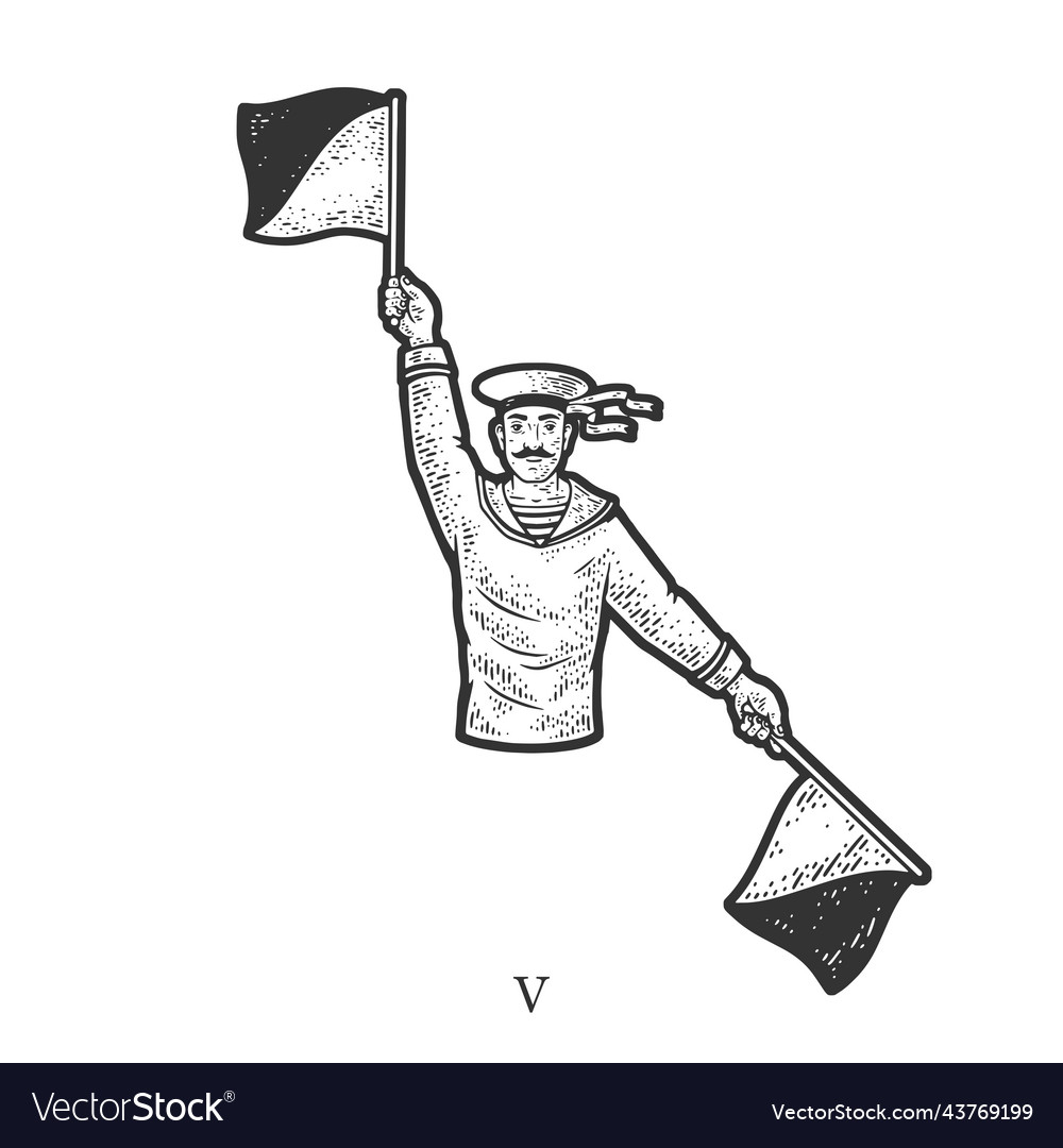 Flag semaphore letter v sketch Royalty Free Vector Image Flag semaphore letter v sketch Royalty Free Vector Image