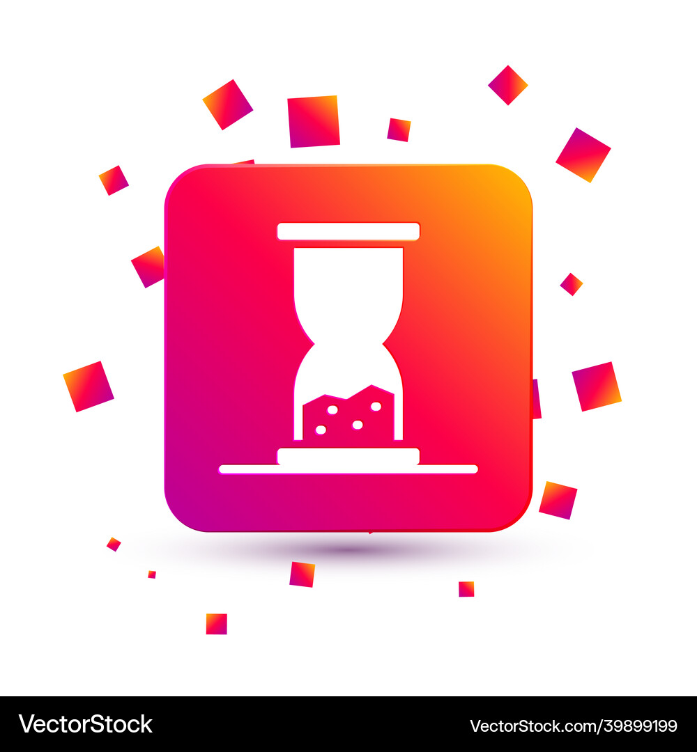 White old hourglass with flowing sand icon Vector Image