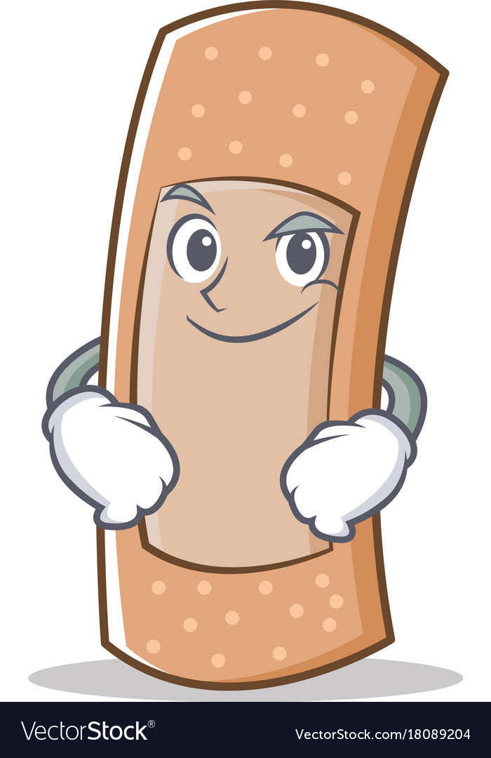 Smirking band aid character cartoon Royalty Free Vector Smirking band aid character cartoon Royalty Free Vector