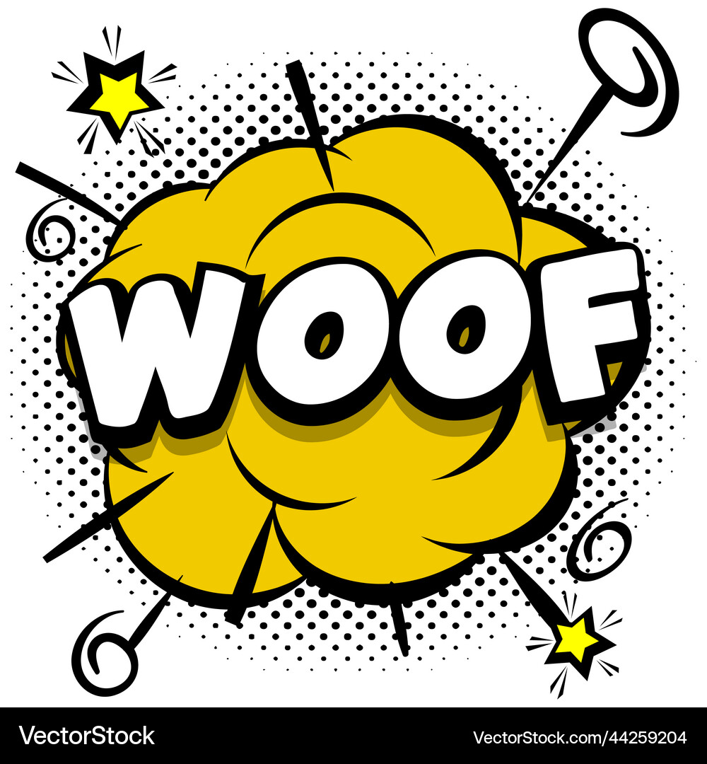 Woof comic bright template with speech bubbles Vector Image