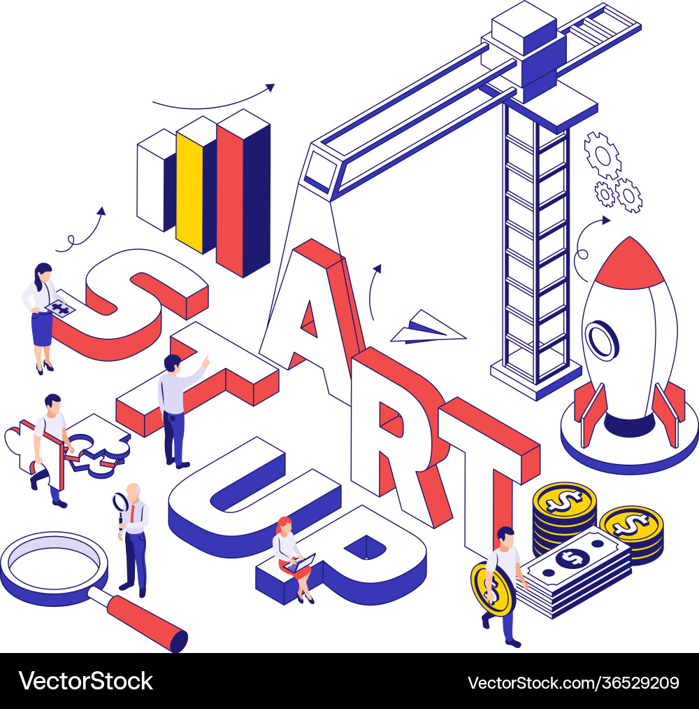 Business startup 3d design concept Royalty Free Vector Image
