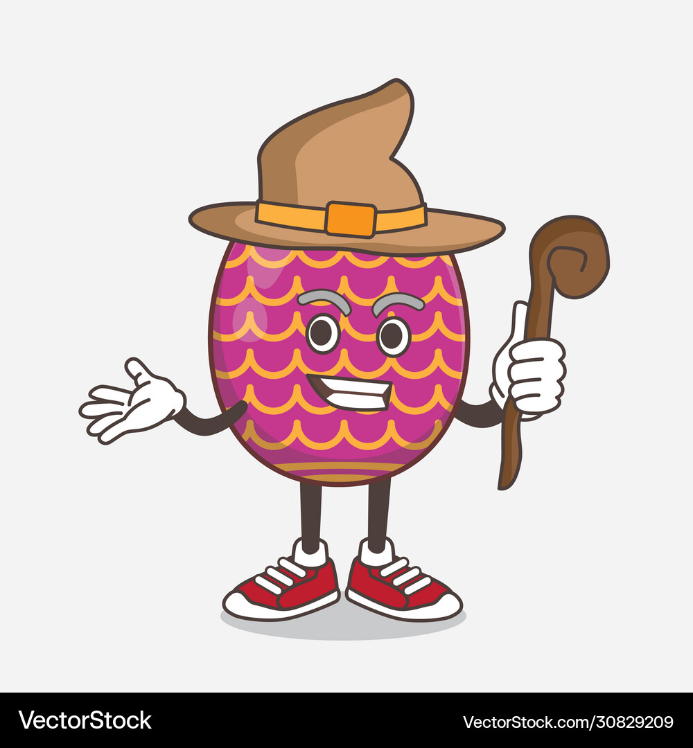 Easter egg cartoon mascot character as a witch Vector Image