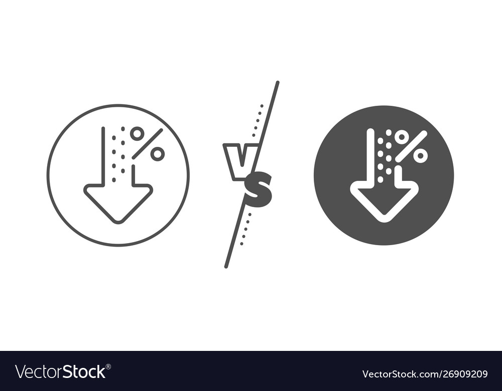 Low percent line icon discount sign decrease Vector Image