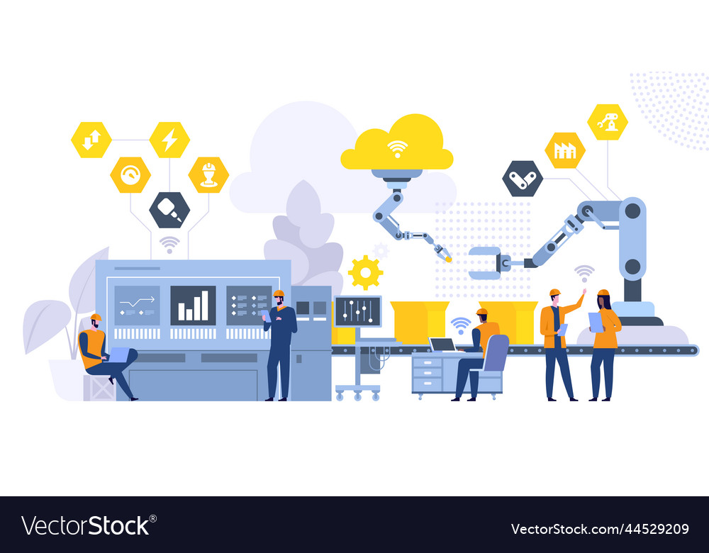 Manufacturing system flat Royalty Free Vector Image